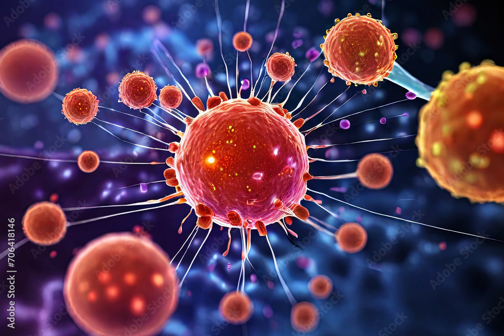 Educational immune system illustration. In-depth view of cells ...