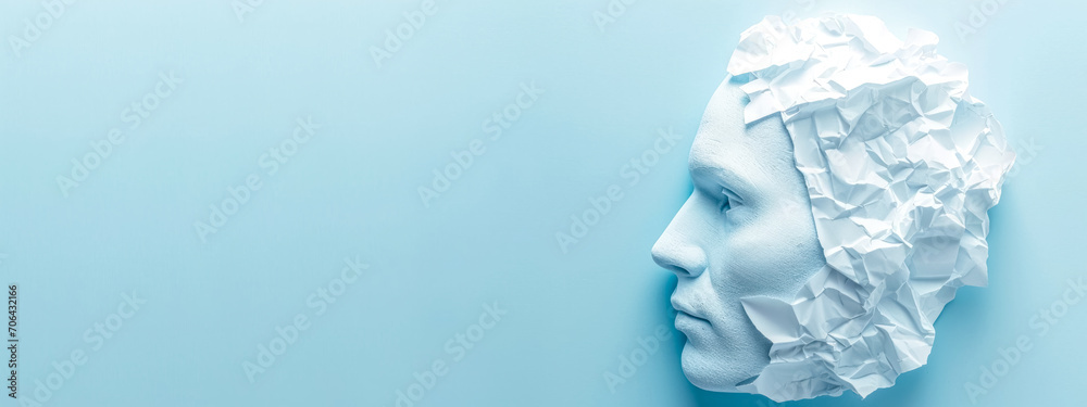 visual metaphor featuring a profile of a human head composed of ...