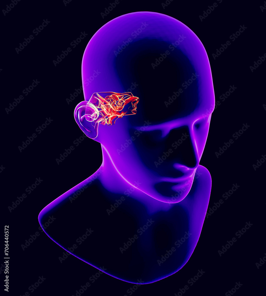 Hearing problems and solutions. Ultrasound. Deafness. Advancing age and hearing loss. Soundwave ...