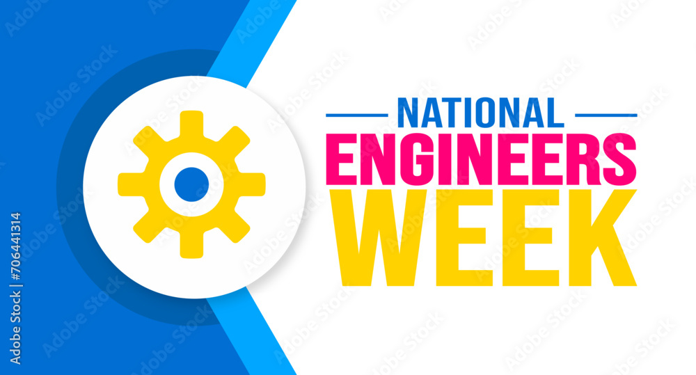 February is National Engineers Week background template. Holiday ...