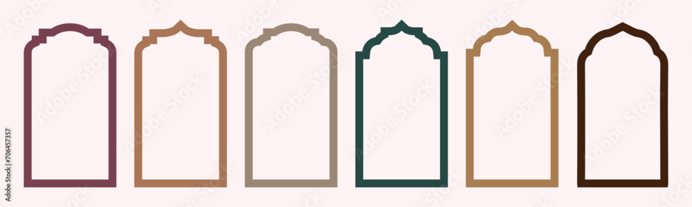 Islamic vector shape of arabian arc windows. Ramadan door frame shapes ...