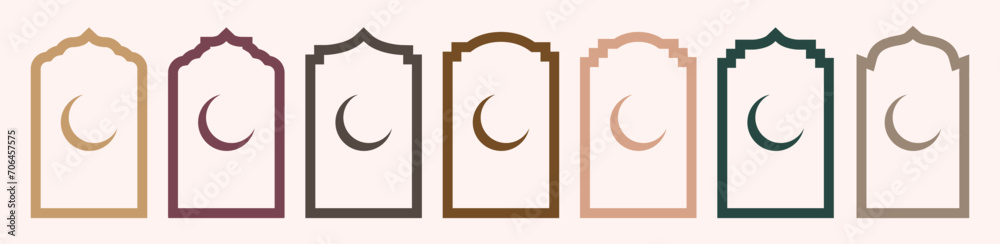 Islamic vector shape of arabian arc windows. Ramadan door frame shapes ...