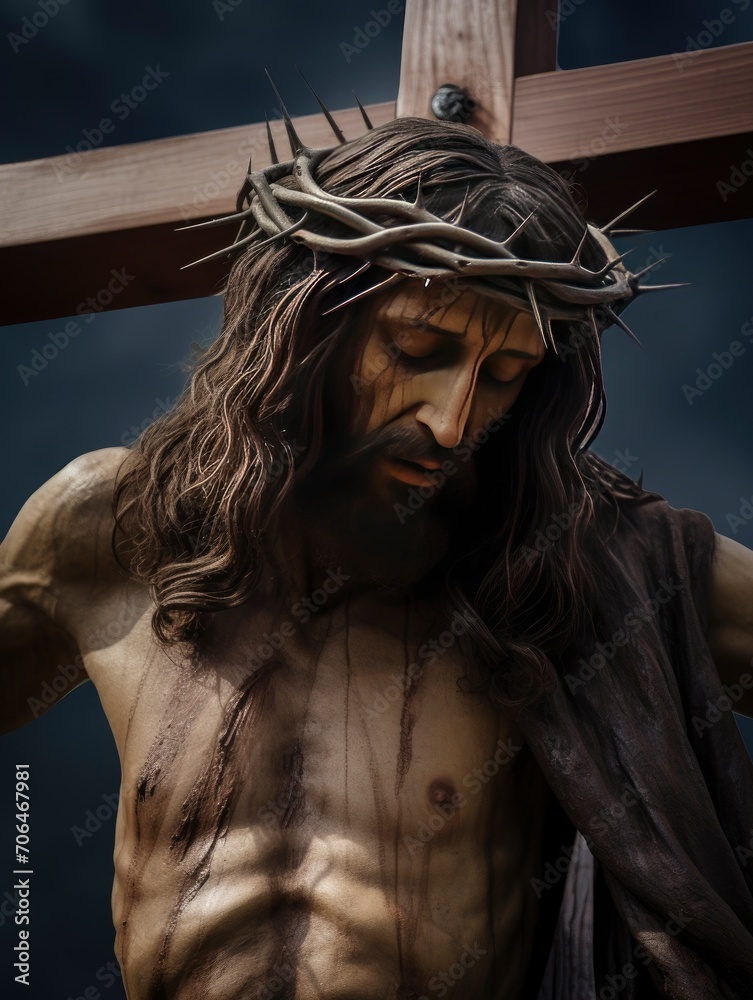 jesus on the cross, realistic, Nikon - generative ai Stock Illustration ...