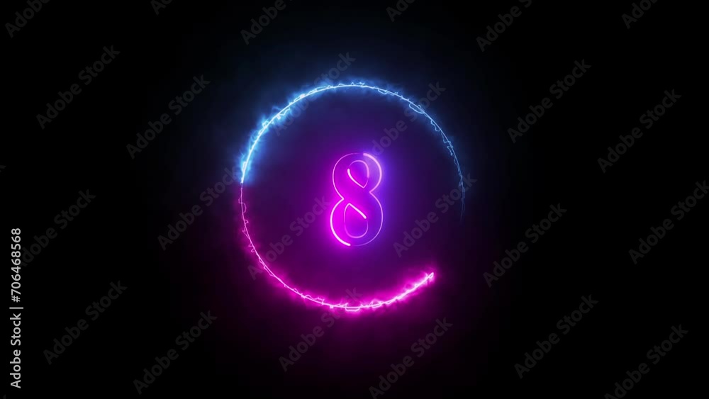 10 second countdown timer animation with neon number text glowing from ... 10 second countdown timer animation with neon number text glowing from ...