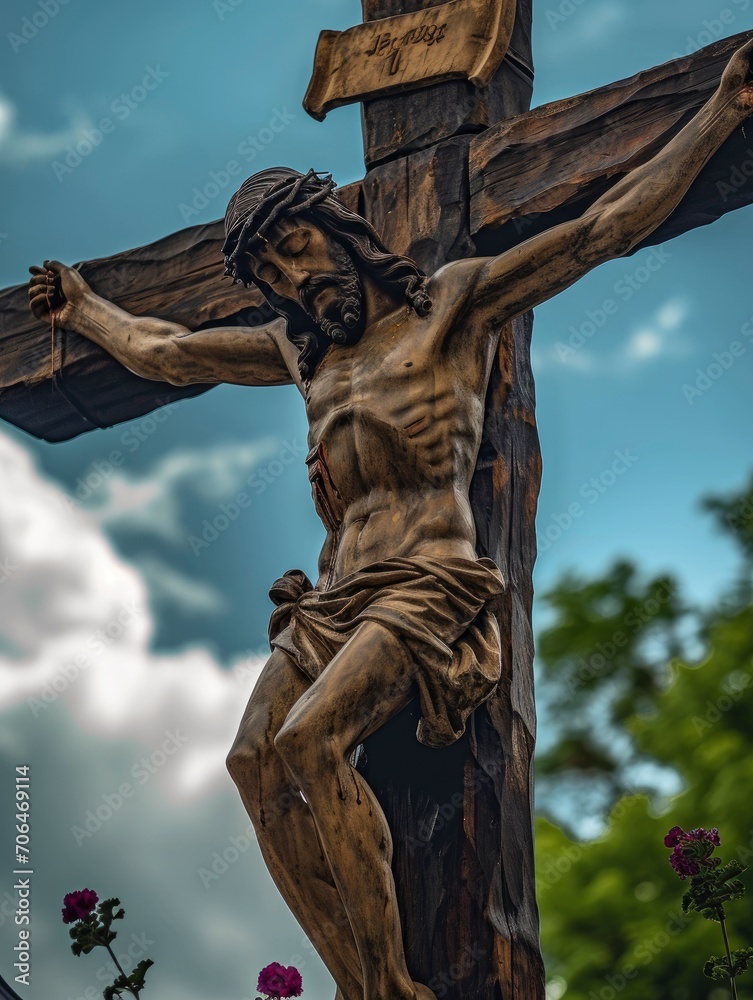 jesus on the cross, realistic, Nikon - generative ai Stock Illustration ...