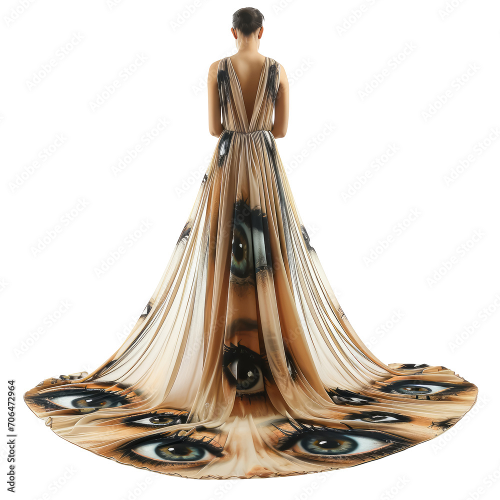 Dress Made of Eyes, A woman wearing a long, flowing gown that appears ...