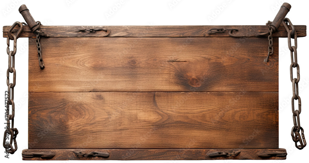 Medieval wooden sign hanging on chains illustration PNG element cut out ...