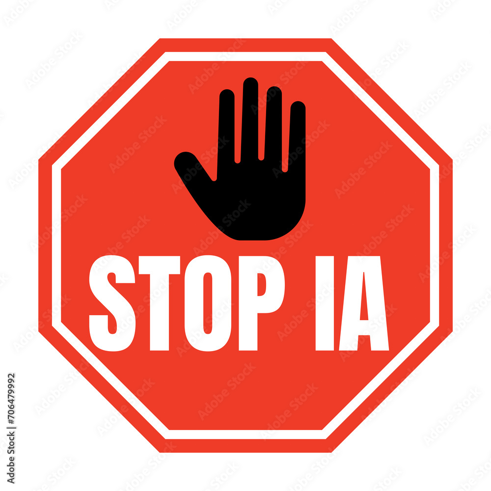 Stop AI artificial intelligence symbol icon called stop IA intelligence ...