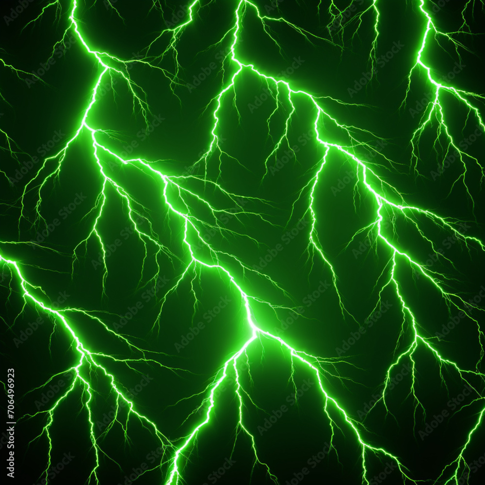 Fondo con detalle de rayos electricos de tonos verdes sobre fondo de ...