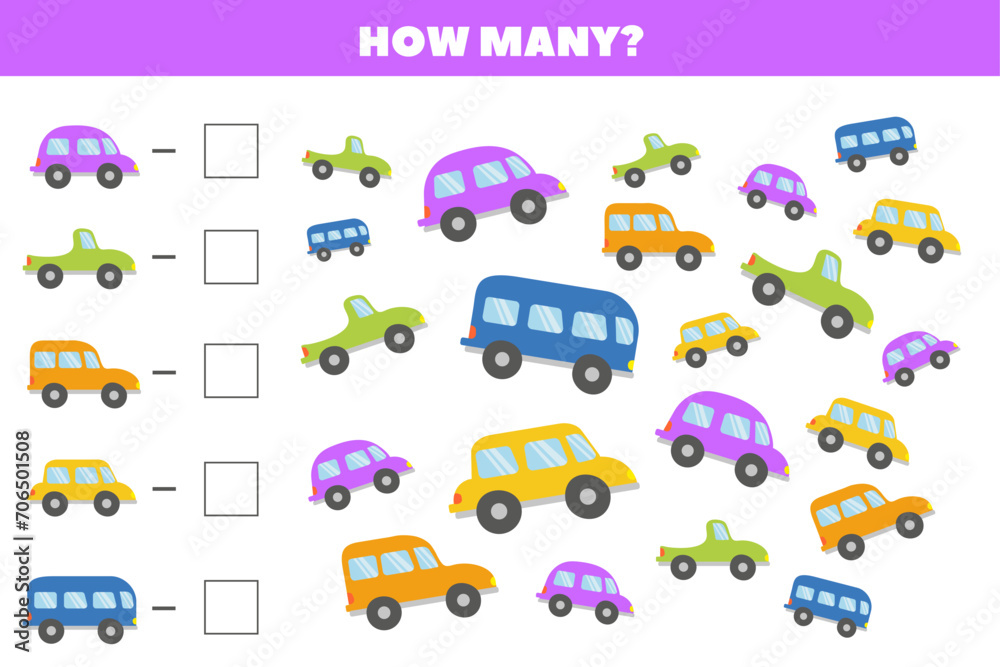 How many cars are there in the picture.Count the number of cars. Math ...