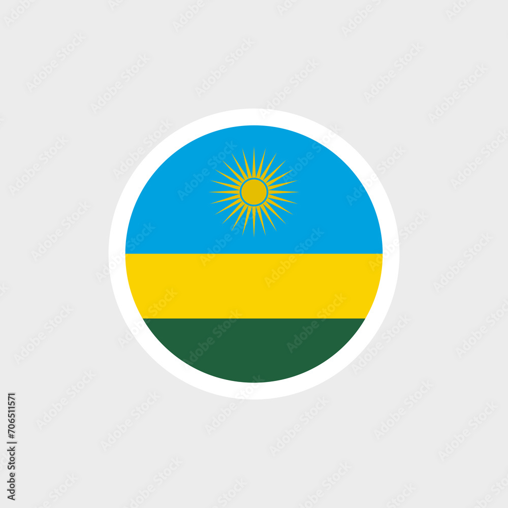 Flag of Rwanda. Rwandan tricolor, flag with abstract sun. State symbol ...