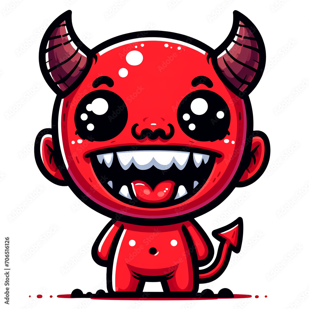 Red Devil Cartoon Illustration with Bold Lines, PNG Transparent ...