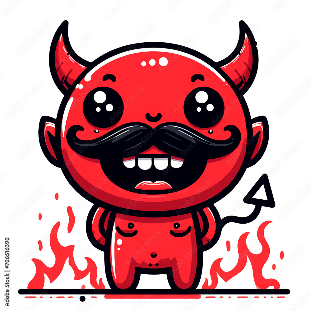 Red Devil Cartoon Illustration with Bold Lines, PNG Transparent ...