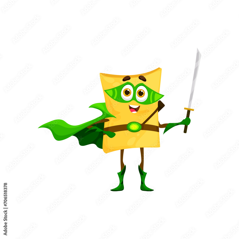 Cartoon quadretti pasta superhero character equipped with katana sword ...