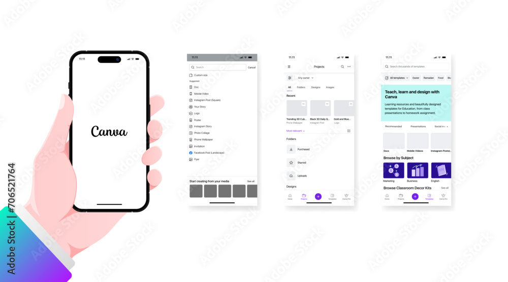 Canva interface template. Editorial interface mockup of Canva ...