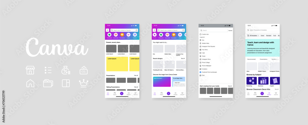 Canva interface template. Interface mockup template. Canva pages mockup ...