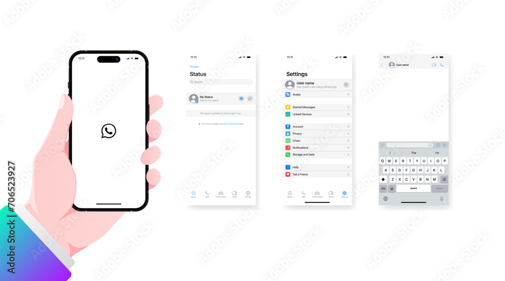 WhatsApp interface template. Smartphone screen. WhatsApp interface ...