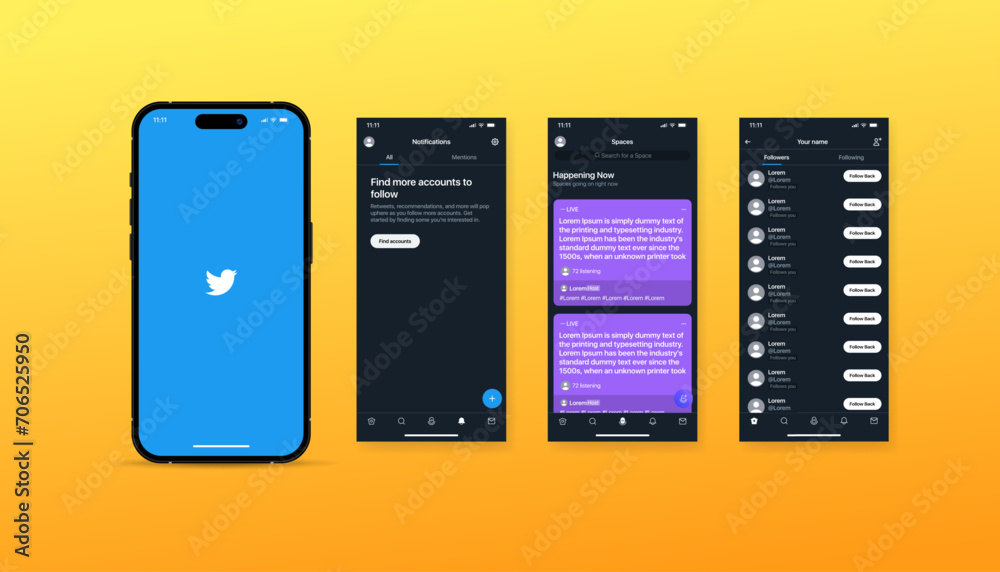 Twitter X interface mockup. Editorial Twitter X interface. Social media ...
