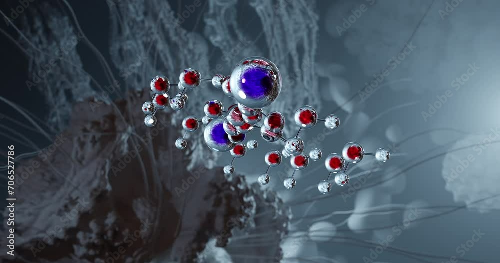 Borax rotating molecular 3d structure ball-and-stick model, looped ...