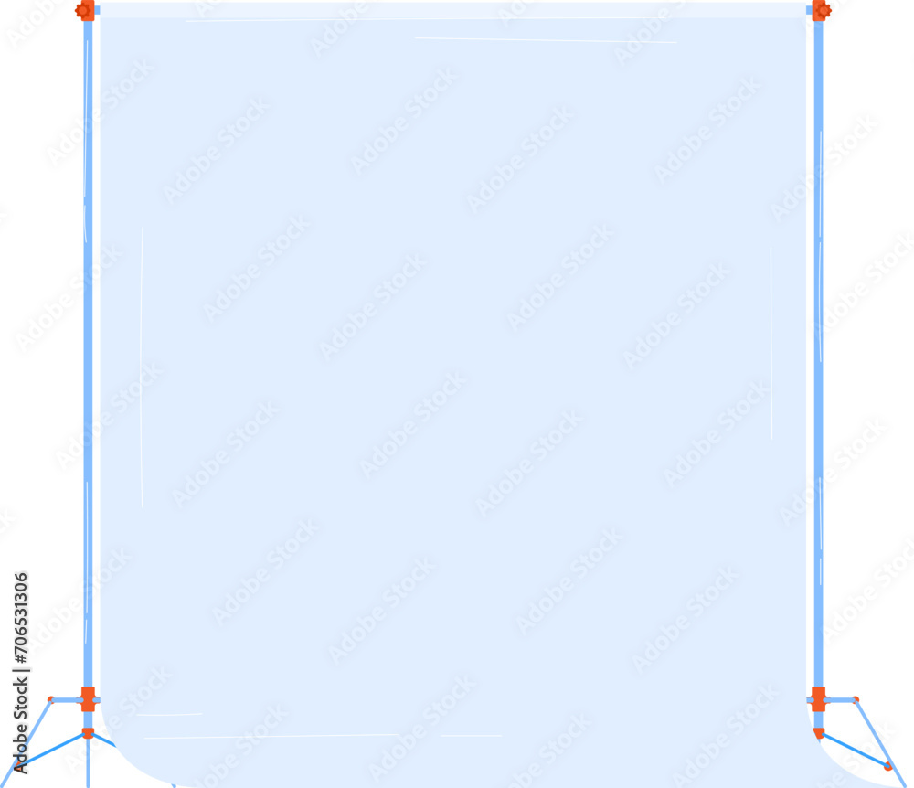 Empty blue photography studio backdrop with stands. Professional photo ...