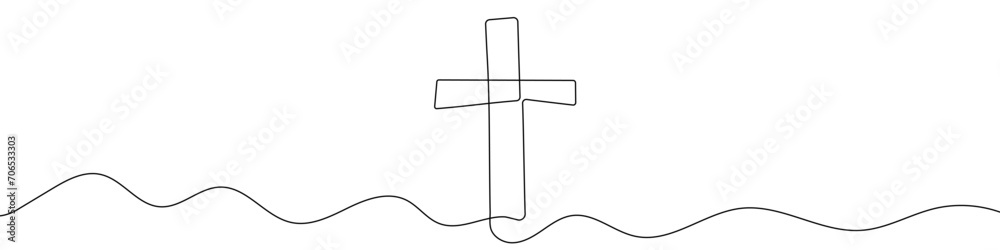 Continuous editable line drawing of christian cross. Christian cross ...