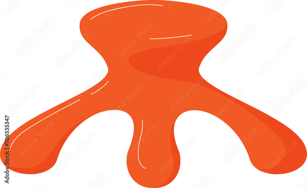 Bright orange paint splatter on white background. Liquid drop texture ...