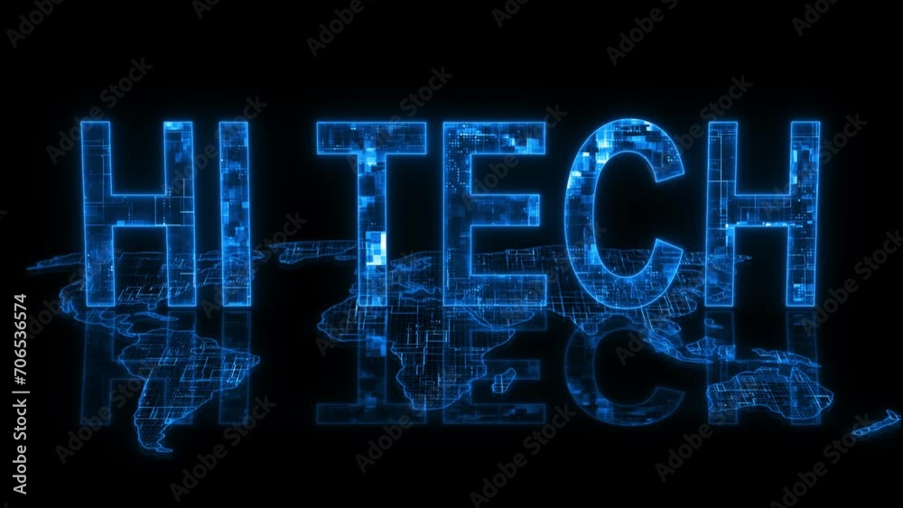 Vidéo Stock 3d HI tech text technology earth map animation glowing ...