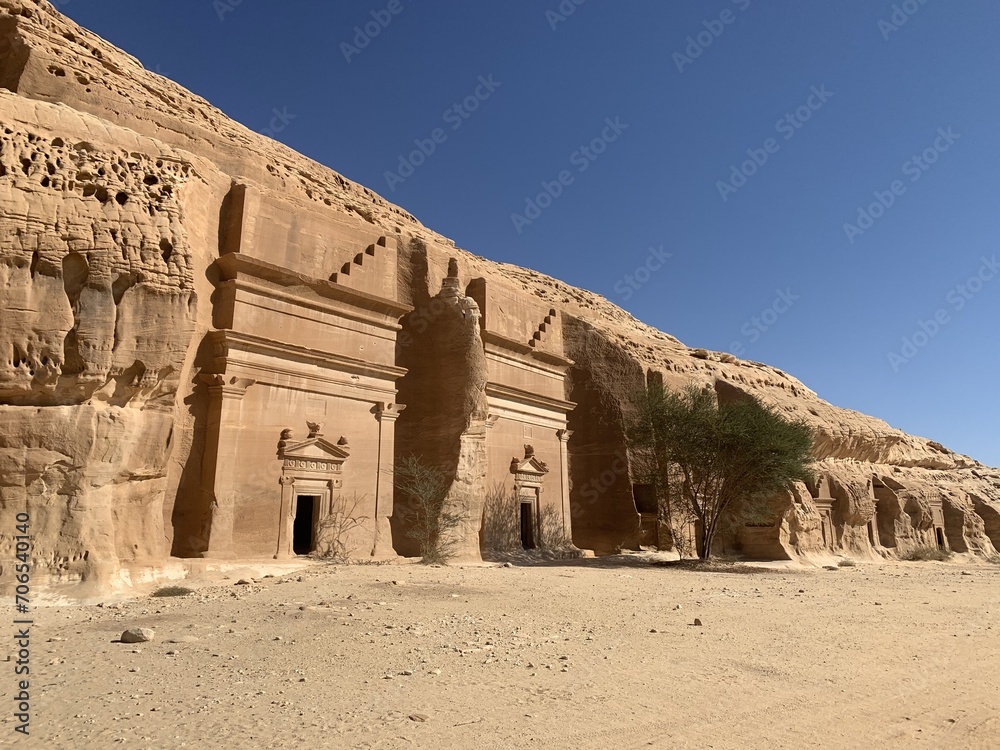 The ancient tombs of Hegra (A.K.A. Al-Hijr or Mada'in Salih) in Al-Ula ...