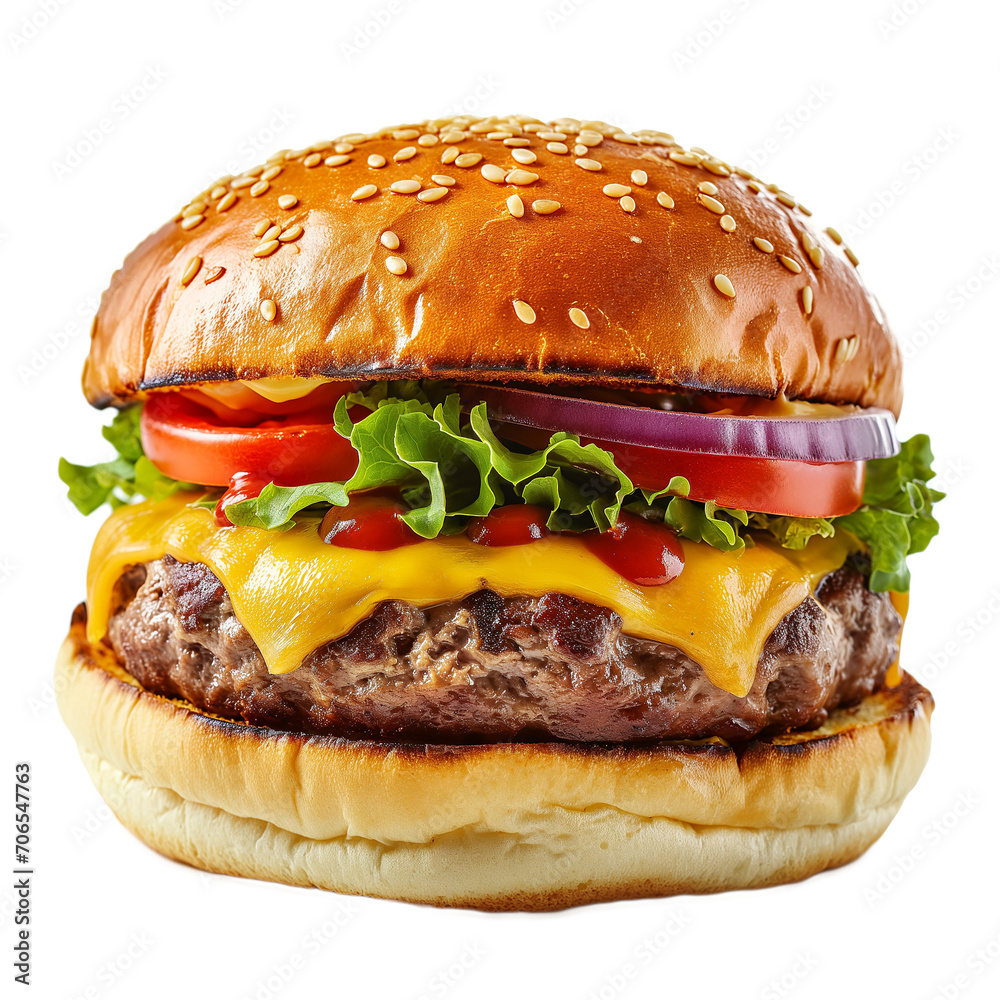 Classic Cheeseburger professional food photo of a Hamburger with ...