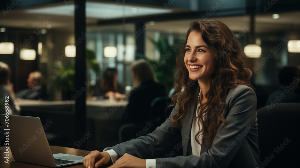 Une cadre dynamique ou manager travaille sur son ordinateur portable au ...