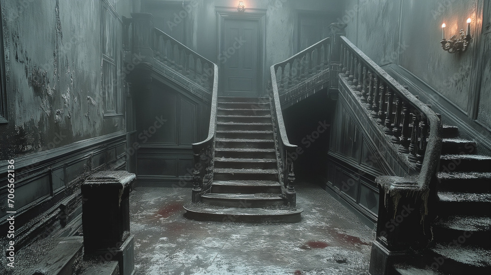 Mysterious Abandoned Mansion Interior at Twilight. The Whispering ...