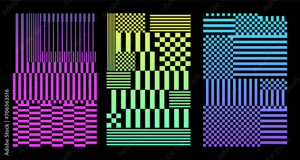 Y2k Pixels glitch trendy print , QR - pattern abstract poster, Cyber ...