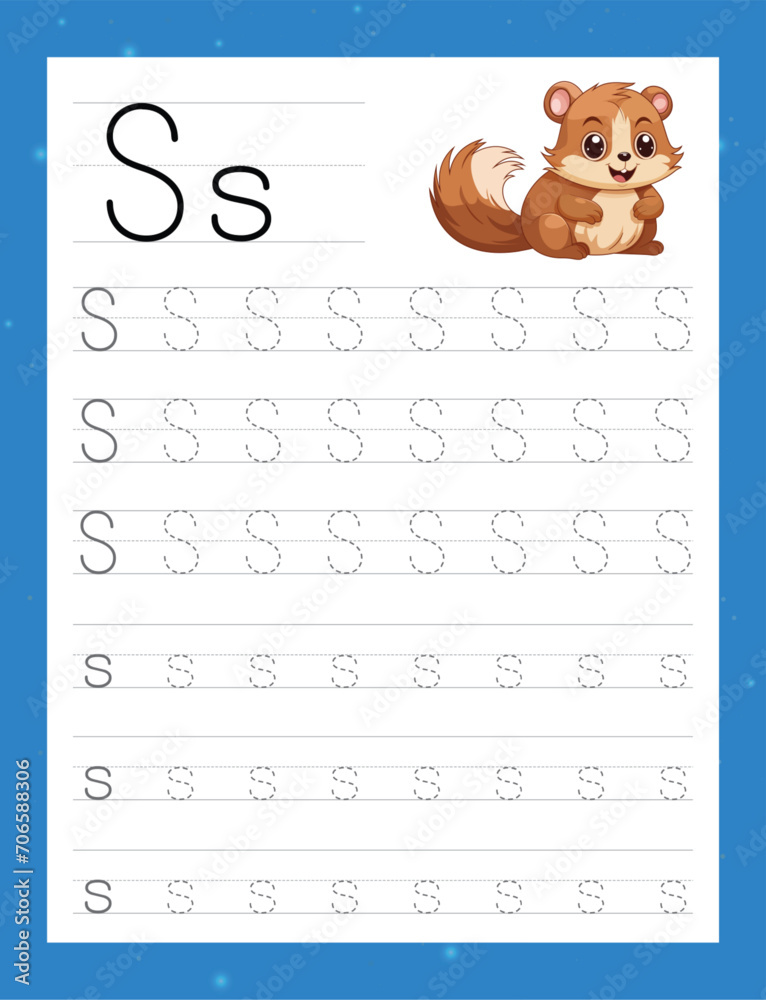 Trace letter S uppercase and lowercase. Alphabet tracing practice ...