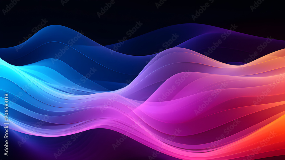 A digital visualization of 3D-rendered overlapping waves in a spectrum ...