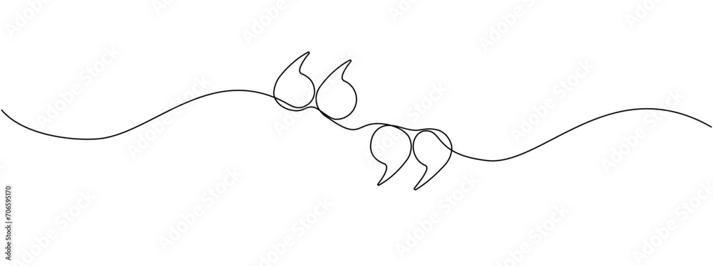 Quotation mark in continuous one line drawing. One continuous line of a ...