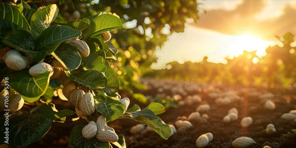 As the Sun Sets, Cashews Flourish in a Tree Plantation: Organic Farming ...