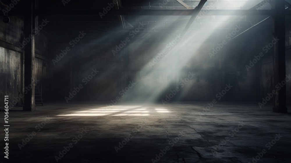 Creepy Basement with Concrete Ground and Mist A creepy basement scene ...