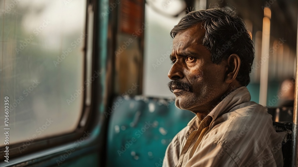 An old man from East India takes a train. Created with Generative Ai ...
