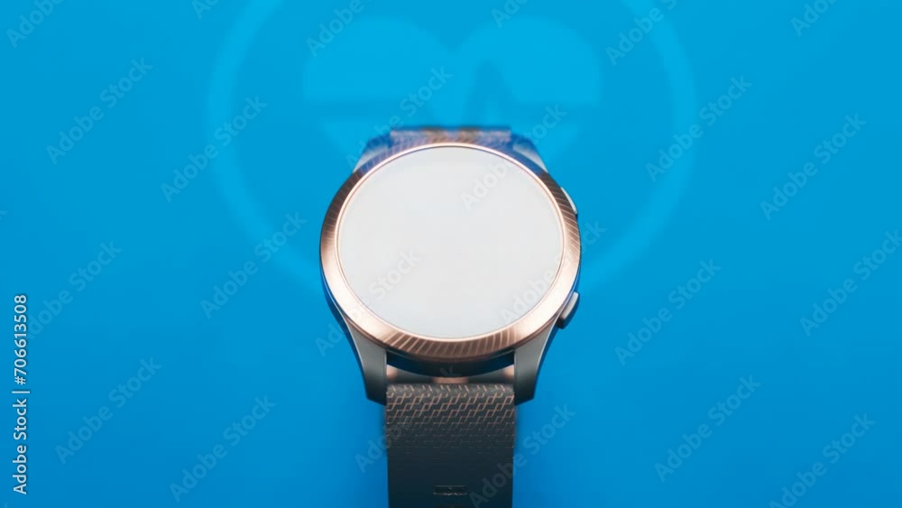 Vidéo Stock Modern glamour smartwatch shows a variety of functions with ...