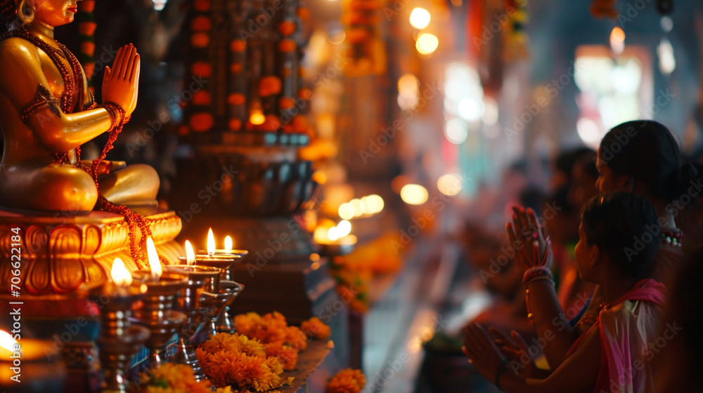 Devotees praying in a temple during Hanuman Jayanti, Hanuman Jayanti ...