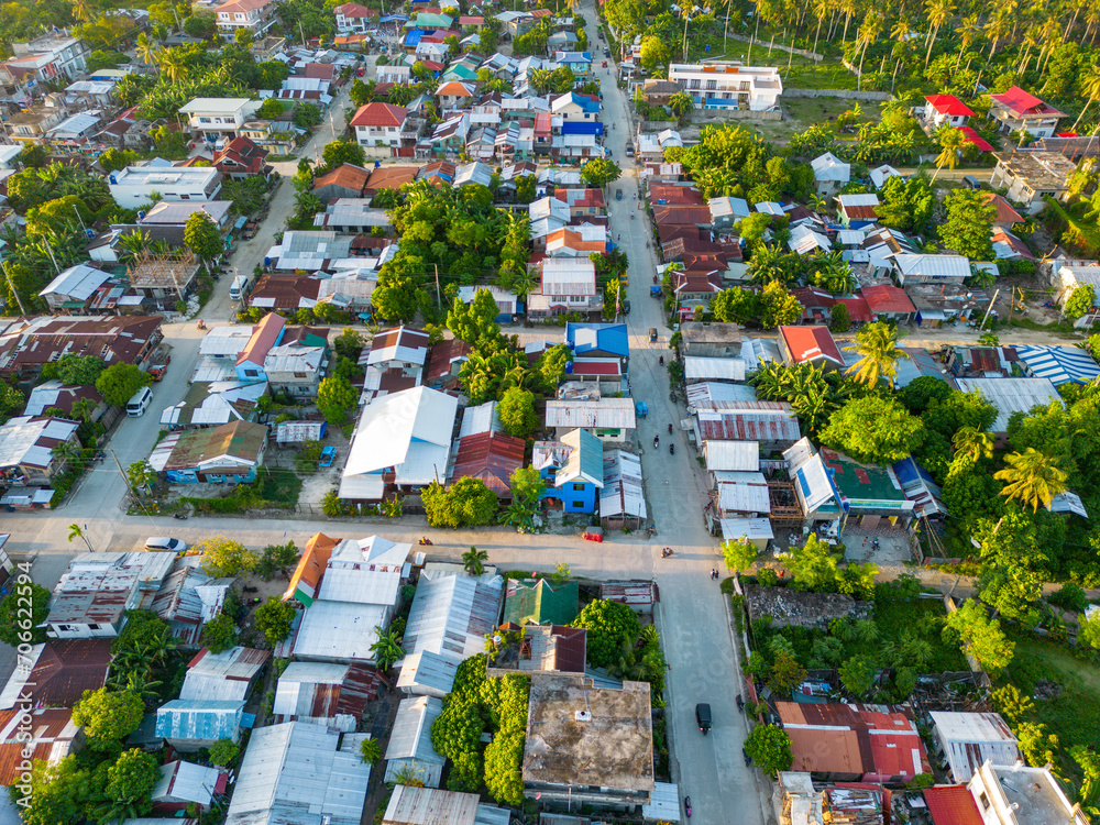 Philippines Aerial View. General Luna Town. Tropical Island Turquoise ...