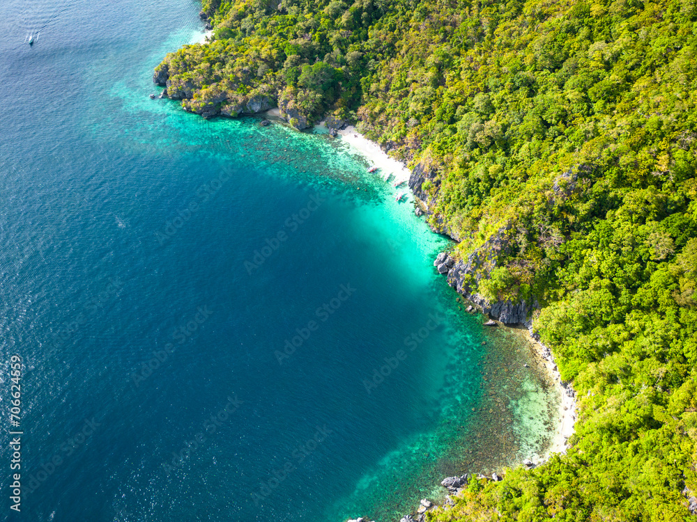 Seven Commandos Beach. Palawan Tropical Landscape. Aerial View. El Nido ...