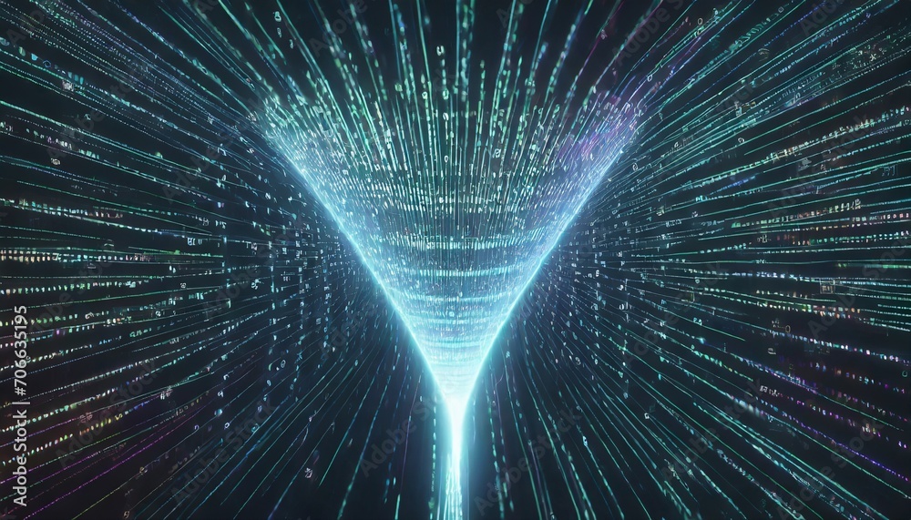 electrical impulse binary code futuristic wave neon streaming data ...