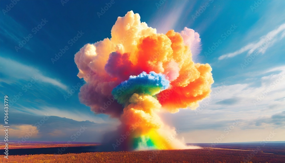 rainbow nuclear explosion lgbt community Stock Photo | Adobe Stock