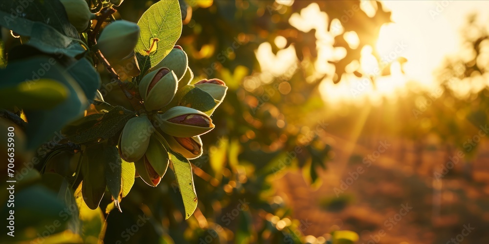As the Sun Sets, a Thriving Pistachio Tree Plantation: Organic Farming ...
