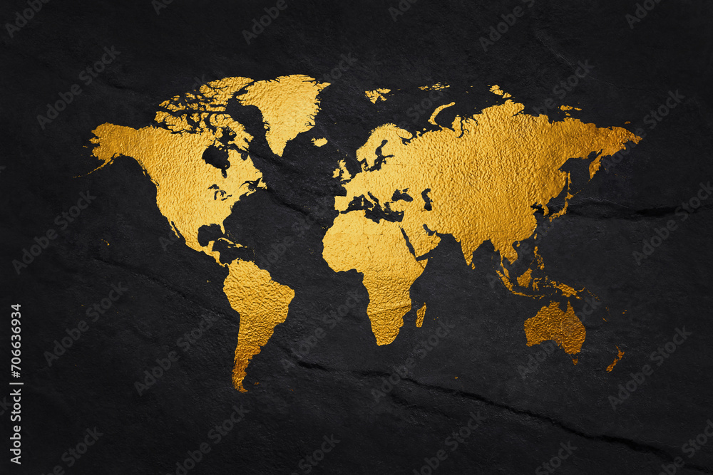 World map vector, isolated on black background. Flat Gradient Earth ...