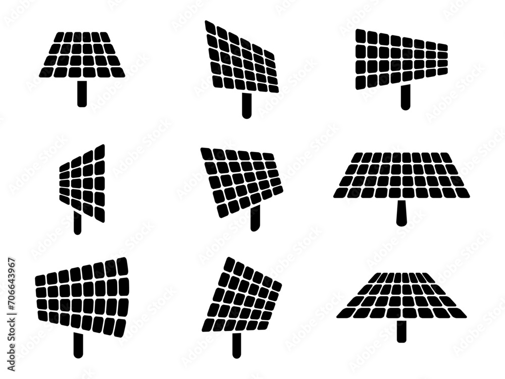 Solar panel icon set isolated on white background. Solar panels of ...