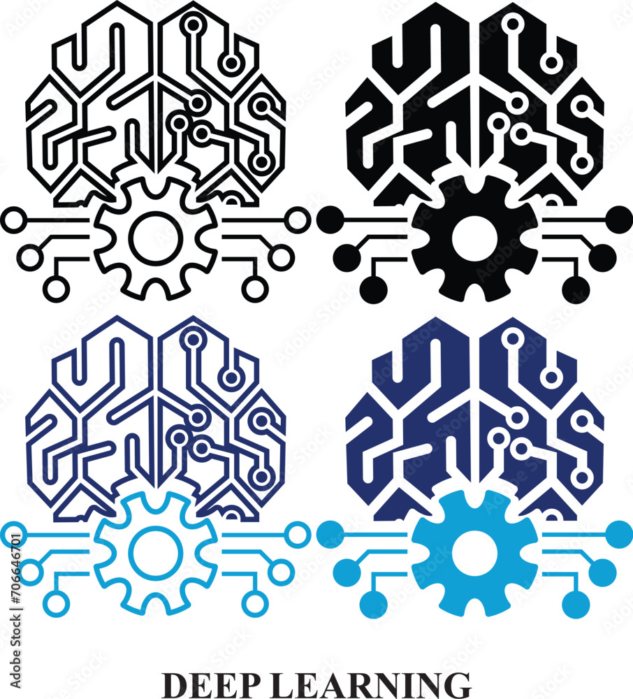 Digital Deep Learning Artificial intelligence black & white and ...