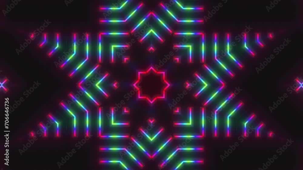This stock motion graphic video of 4K Rainbow Neon Pattern with gentle overlapping curves on ...