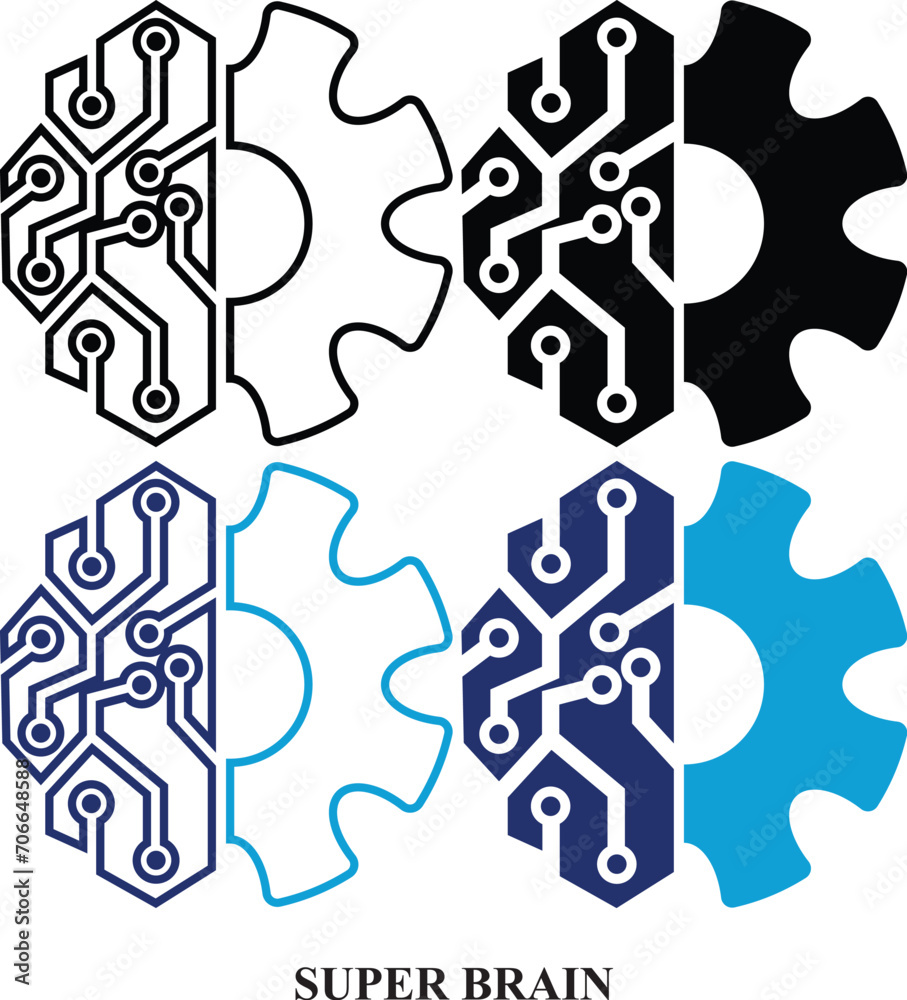 Super Intelligent Artificial intelligence black & white and colorful ...